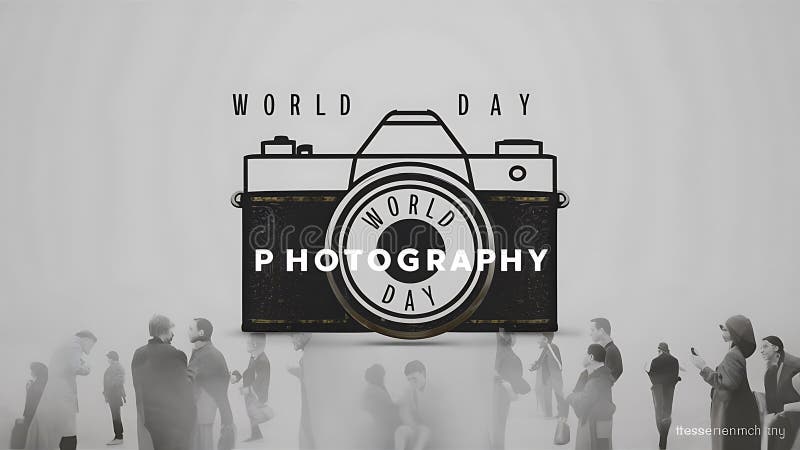 World Photography Day Typography with Camera 38 Stock Illustration ...