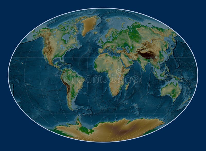 World Map. Physical. Robinson Projection. Meridian: 180 Stock ...