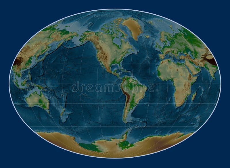 World Map. Physical. Robinson Projection. Meridian: 180 Stock ...