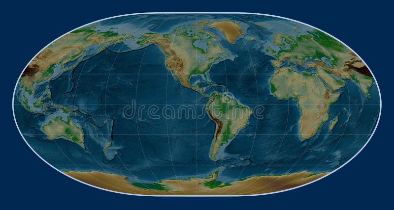 World Physical Map - -90 PM. Loximuthal Stock Illustration ...
