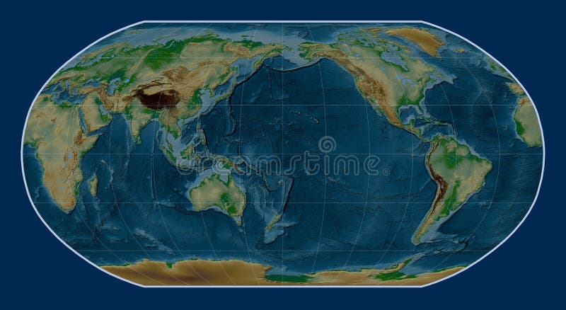 World Physical Map - 180 PM. Robinson Stock Illustration - Illustration ...