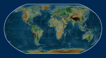World Physical Map - 0 PM. Robinson Stock Illustration - Illustration ...
