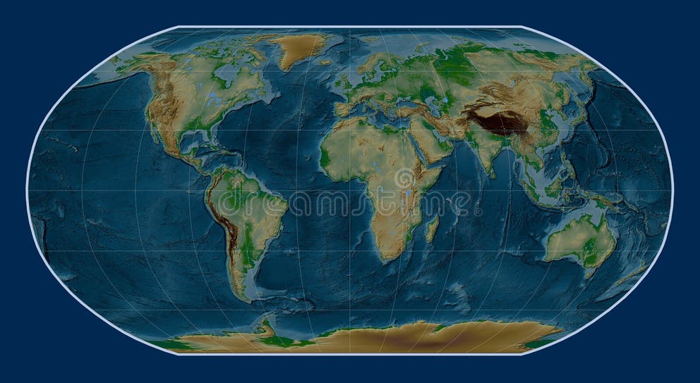 World Physical Map - 0 PM. Robinson Stock Illustration - Illustration ...