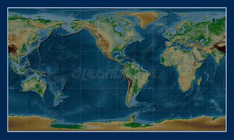 World Physical Map - -90 PM. Patterson Cylindrical Stock Illustration ...