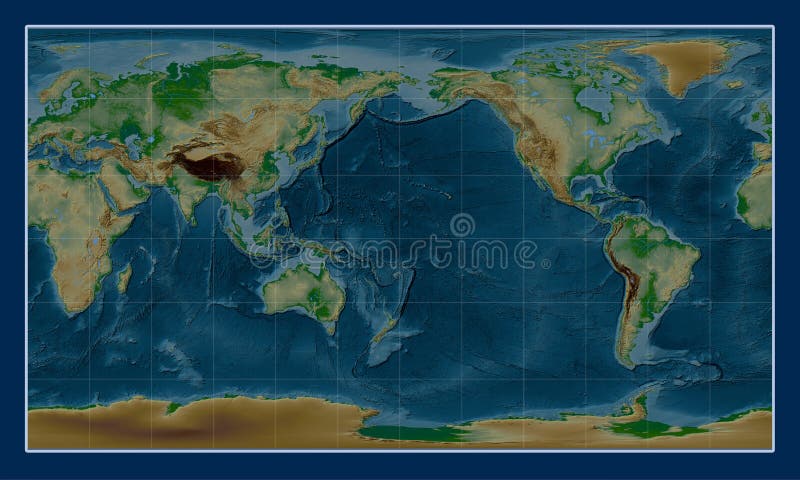 World Physical Map - 180 PM. Patterson Cylindrical Stock Illustration ...