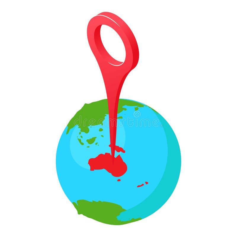 World Pin Icon Isometric Vector. Planet Earth Globe with Big Red Gps ...