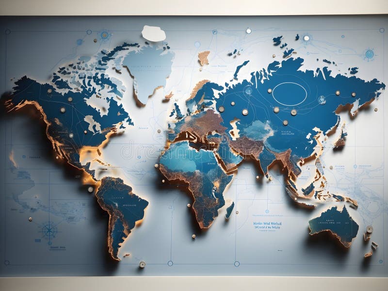World in Pixels: a High-Tech World Map Stock Illustration ...