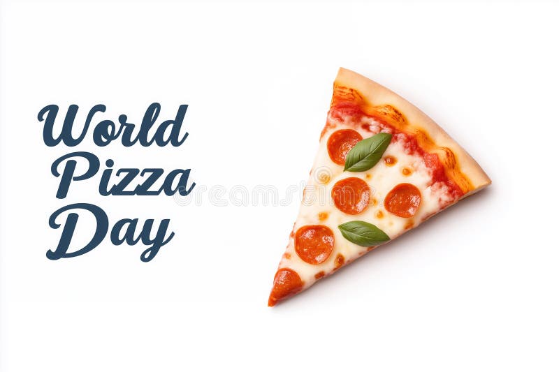 World Pizza Day Banner. One Slice and Text on White Background Stock ...
