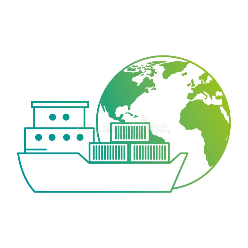 World Planet Earth with Cargo Ship Stock Illustration - Illustration of ...