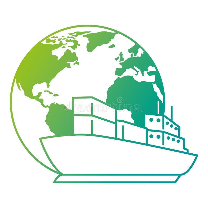 World Planet Earth with Cargo Ship Stock Illustration - Illustration of ...