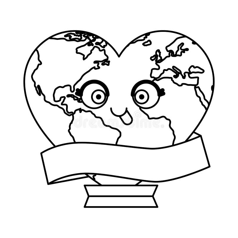 World Planet Earth With Heart Shape Stock Vector Illustration Of