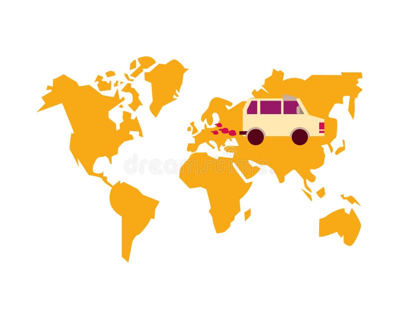 World Planet Earth Maps with Car Stock Vector - Illustration of atlas ...