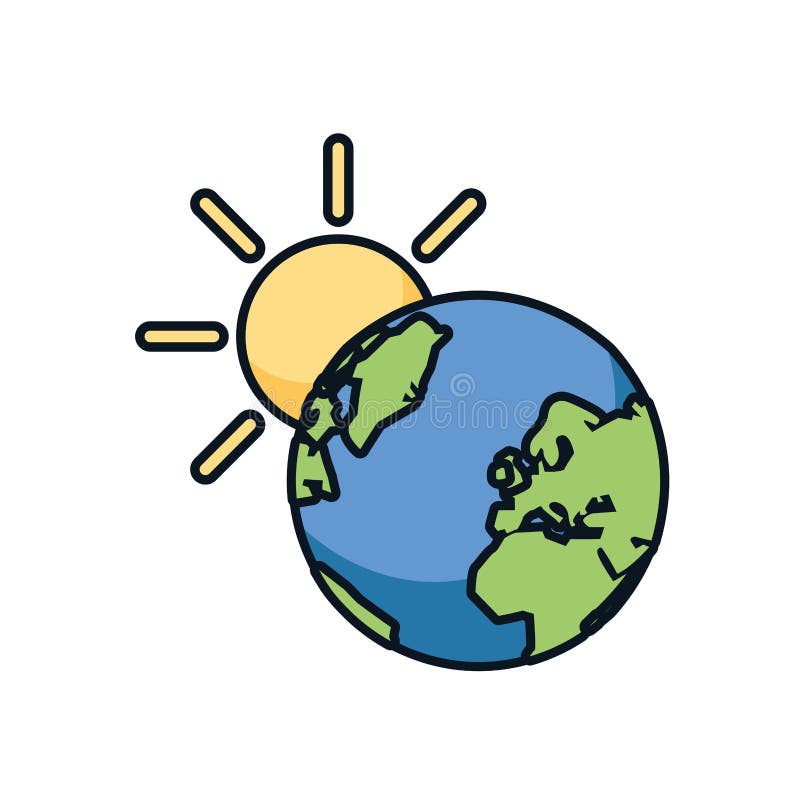 World Planet Earth with Sun Stock Vector - Illustration of warming ...