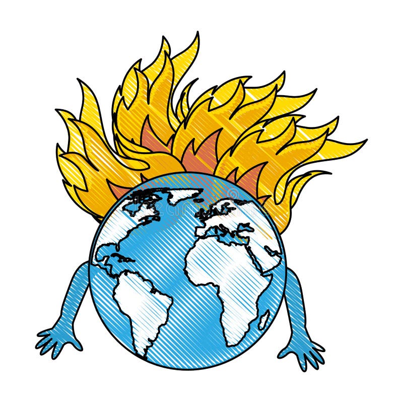 World Planet with Flames Comic Character Stock Vector - Illustration of ...