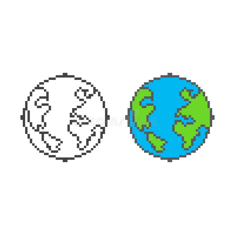 World Planet, Globe, Earth. Pixel Art 8 Bit Vector Icon Illustration ...