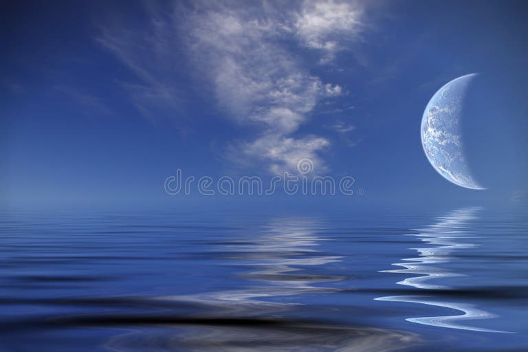 World planet over ocean stock illustration. Illustration of peace ...