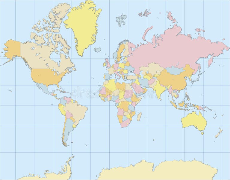 Mercator World Map Stock Illustrations – 1,067 Mercator World Map Stock ...