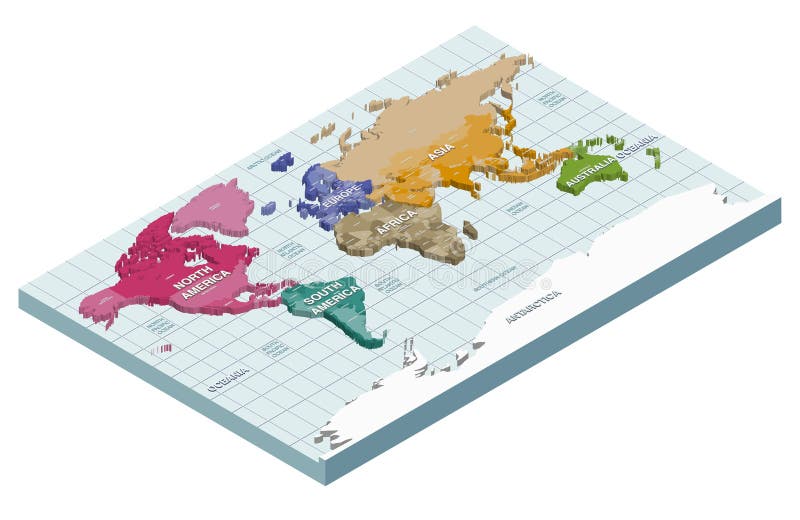 World Political Map Isometric 3d Vector Illustration Stock Vector ...
