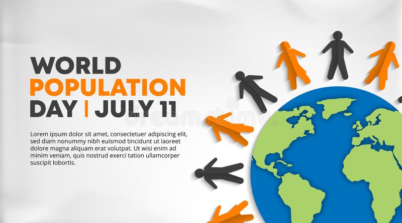 World Population Day Background with a Cutting Paper People Decoration ...