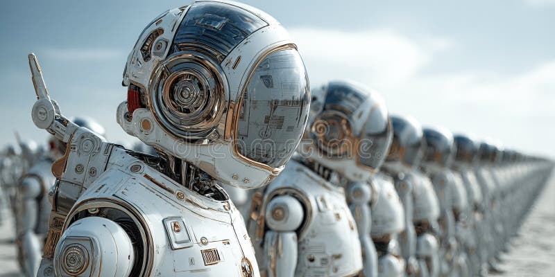 World Population Day Celebration with Chrome Robots Showcasing Future ...