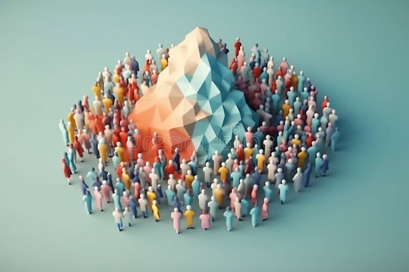 World Population Day with Crowd People Around 3d Low Poly Graphic ...