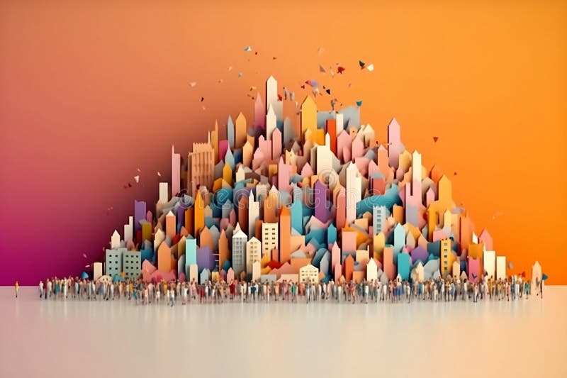 World Population Day with Crowd People Around 3d Low Poly Graphic ...