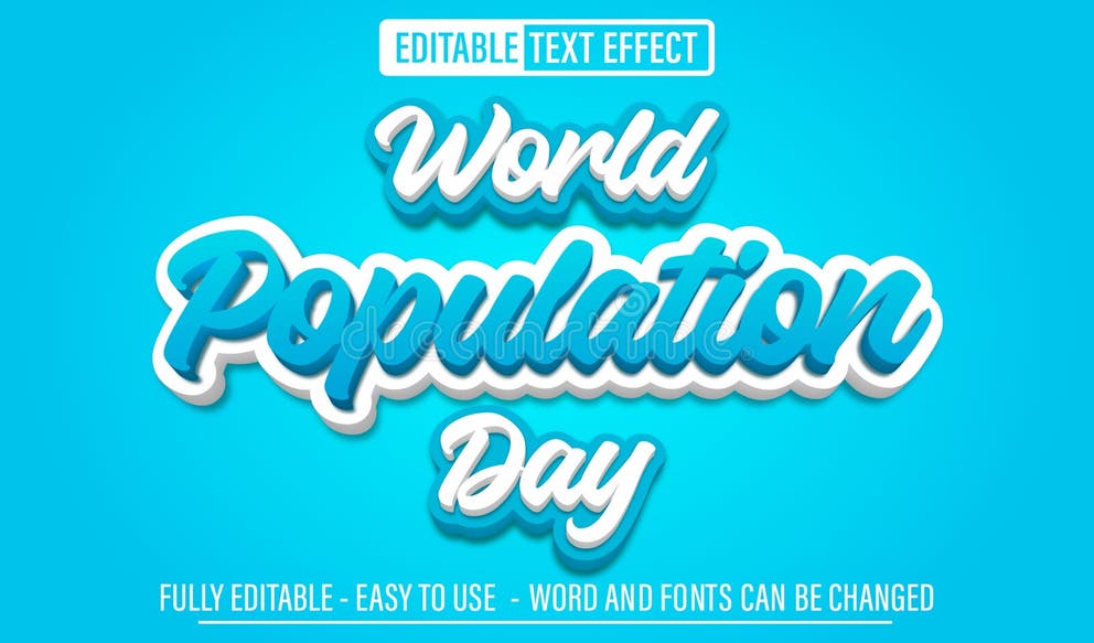 World Population Day 3d Editable Text Effect Stock Vector ...