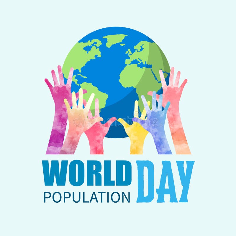 World Population Day Flat Vector Illustration with Colorful and Text ...