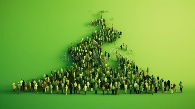 World Population Day. Group of Different People, Green Background. AI ...