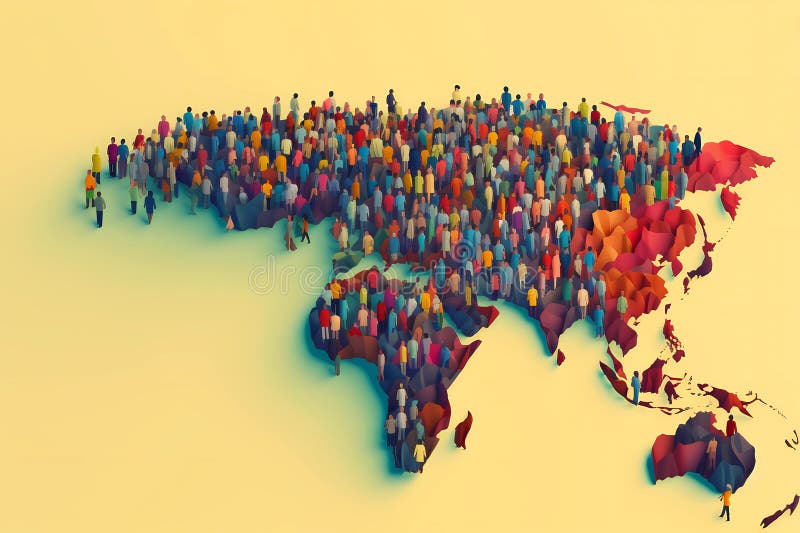 World Population Day a Map of the World with People on it AI Generation ...