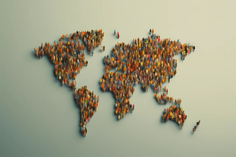 World Population Day a Map of the World with People on it AI Generation ...