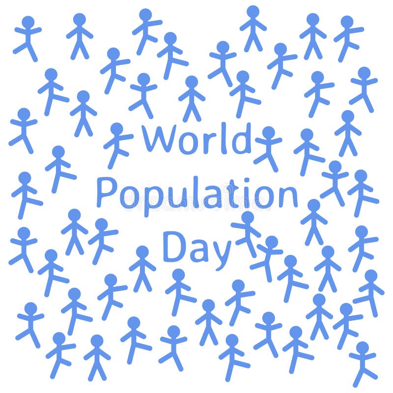 World Population Day Text Vector Illustration with Crowd People Stock ...