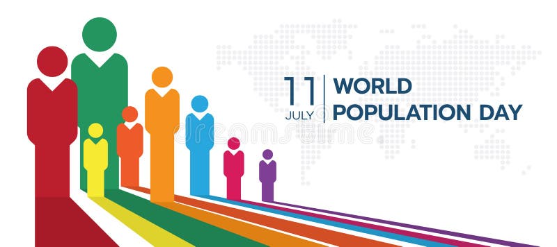 World Population Day with White Perspective Colorful Humans Sign and ...