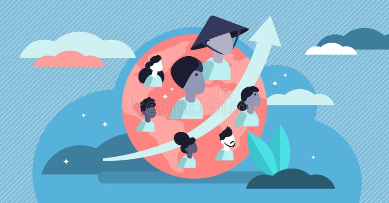 World Population Growth Vector Illustration. Flat Tiny Person Count ...