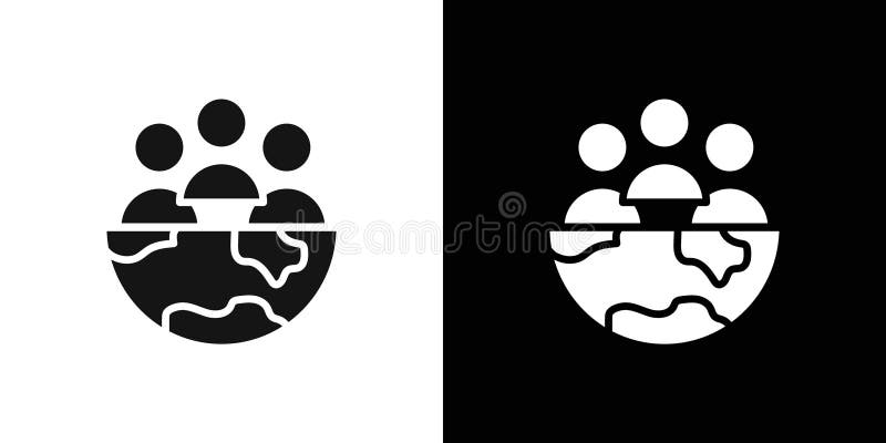 World Population Icon Flat Vector Set Outline Stock Vector ...