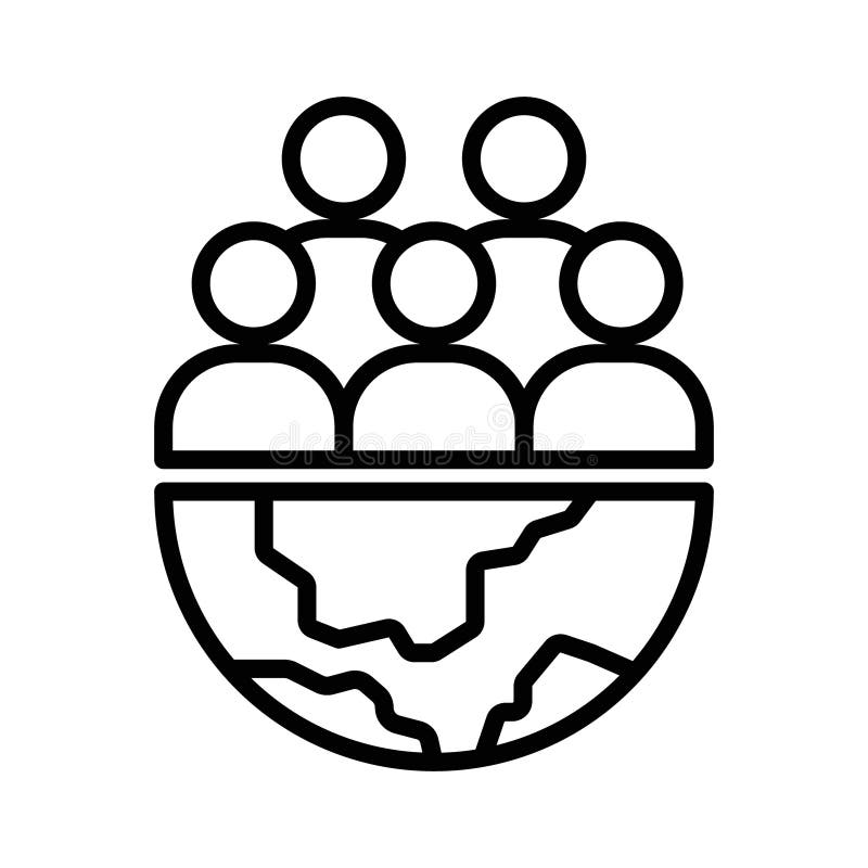 World Population Icon Linear Logo Mark in Black and White Stock ...