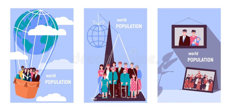 World Population Vertical Compositions Stock Vector - Illustration of ...