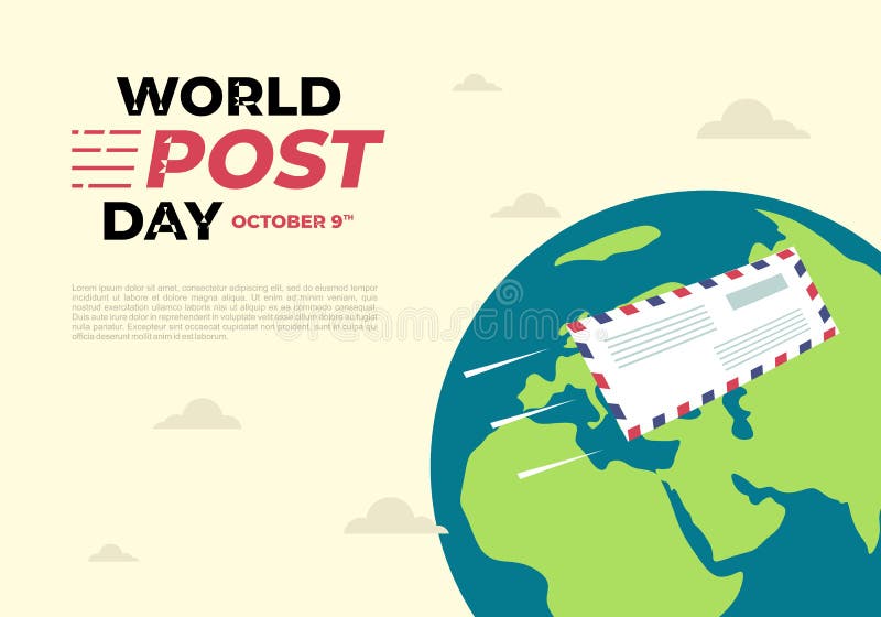 World Post Day Background with Red Box and Earth Map Celebrated on ...