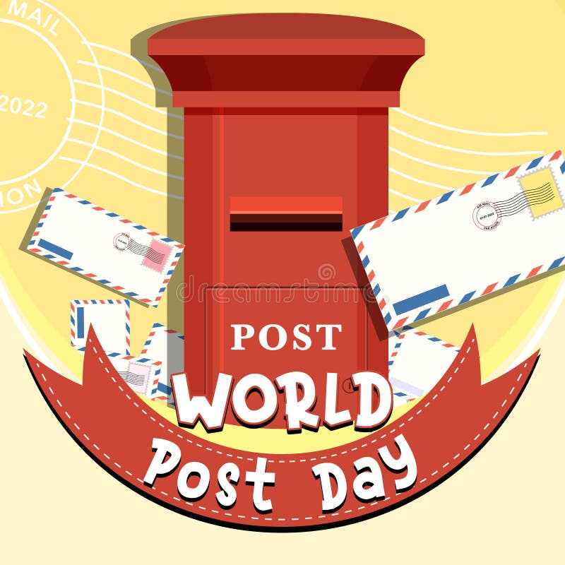 World Post Day Logo with Post Box and Envelope Stock Vector ...