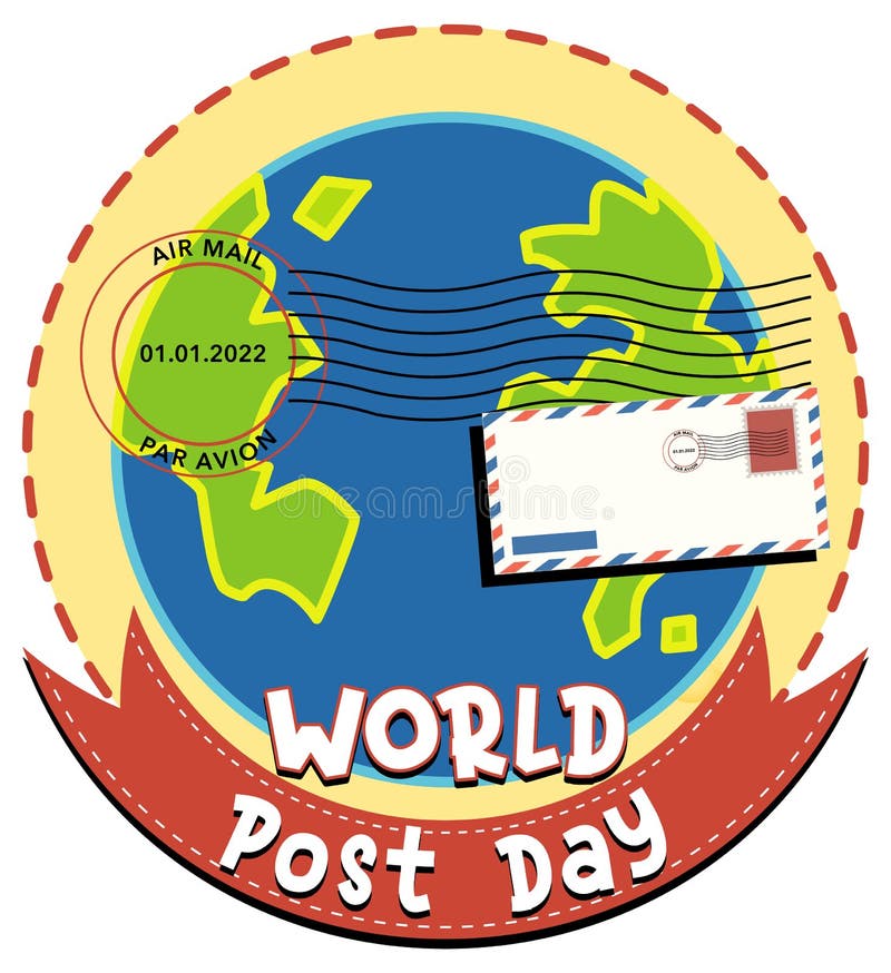 World Post Day Logo with Earth Globe and Envelope Stock Vector ...