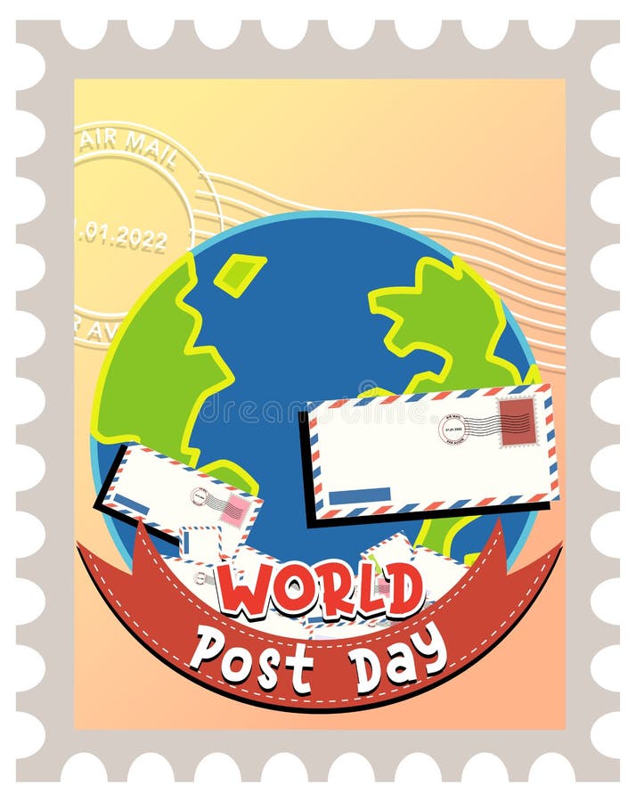 World Post Day Logo with Earth Globe and Envelope Stock Vector ...