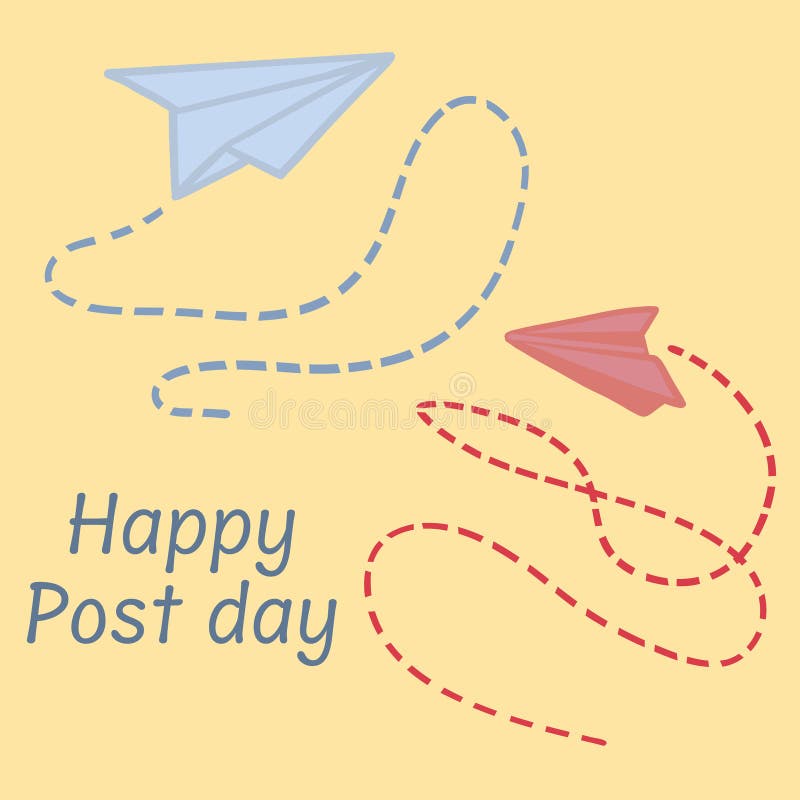 World Postal Day Happy Day Flat Design Card Paper Plane Stock Vector ...