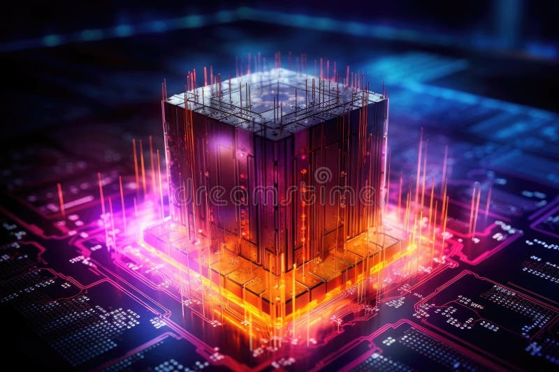 Computing and Quantum Technology. Generative AI Stock Illustration ...
