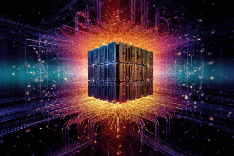 Computing and Quantum Technology. Generative AI Stock Illustration ...