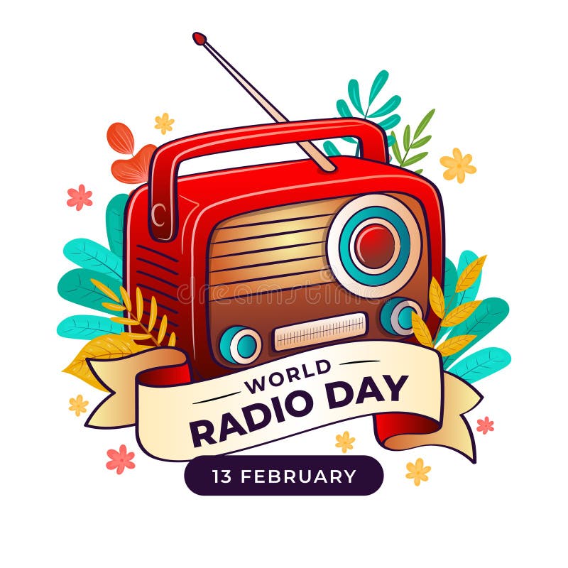 World Radio Day with Old Cartoon Vector Illustration Stock Vector ...