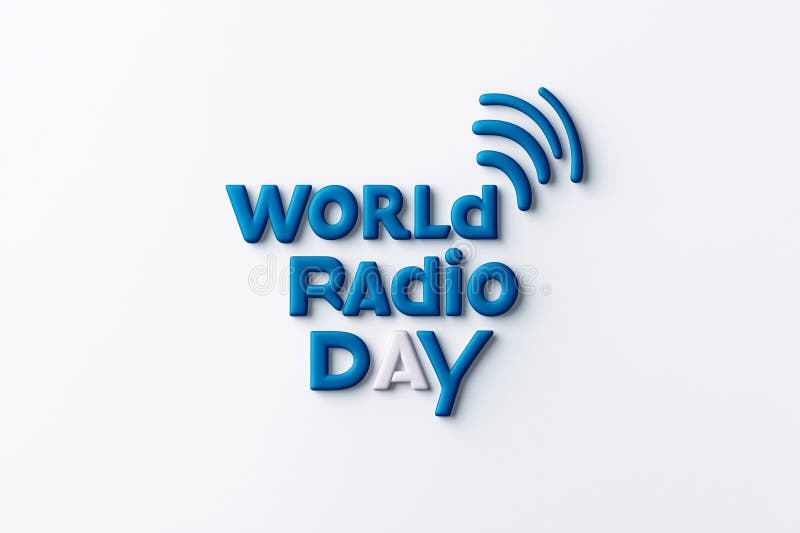 World Radio Day Poster with Blue Text on White Background Stock ...