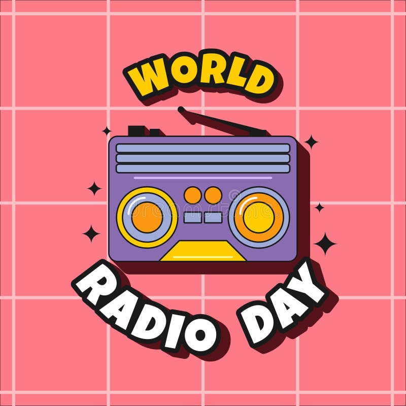 World Radio Day Retro Style Vector Design Stock Vector - Illustration ...