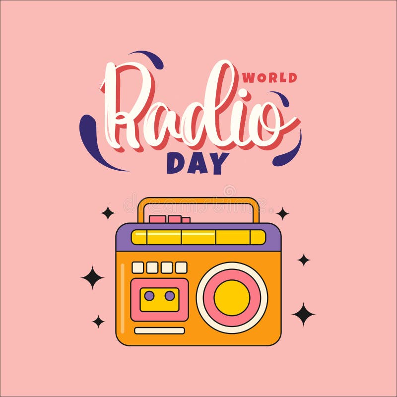 World Radio Day Retro Style Vector Design Stock Vector - Illustration ...