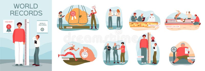 World Records Compositions Set Stock Vector - Illustration of success ...