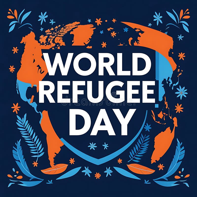 World Refugee Day Graphic Design Features a World Map Stock Image ...